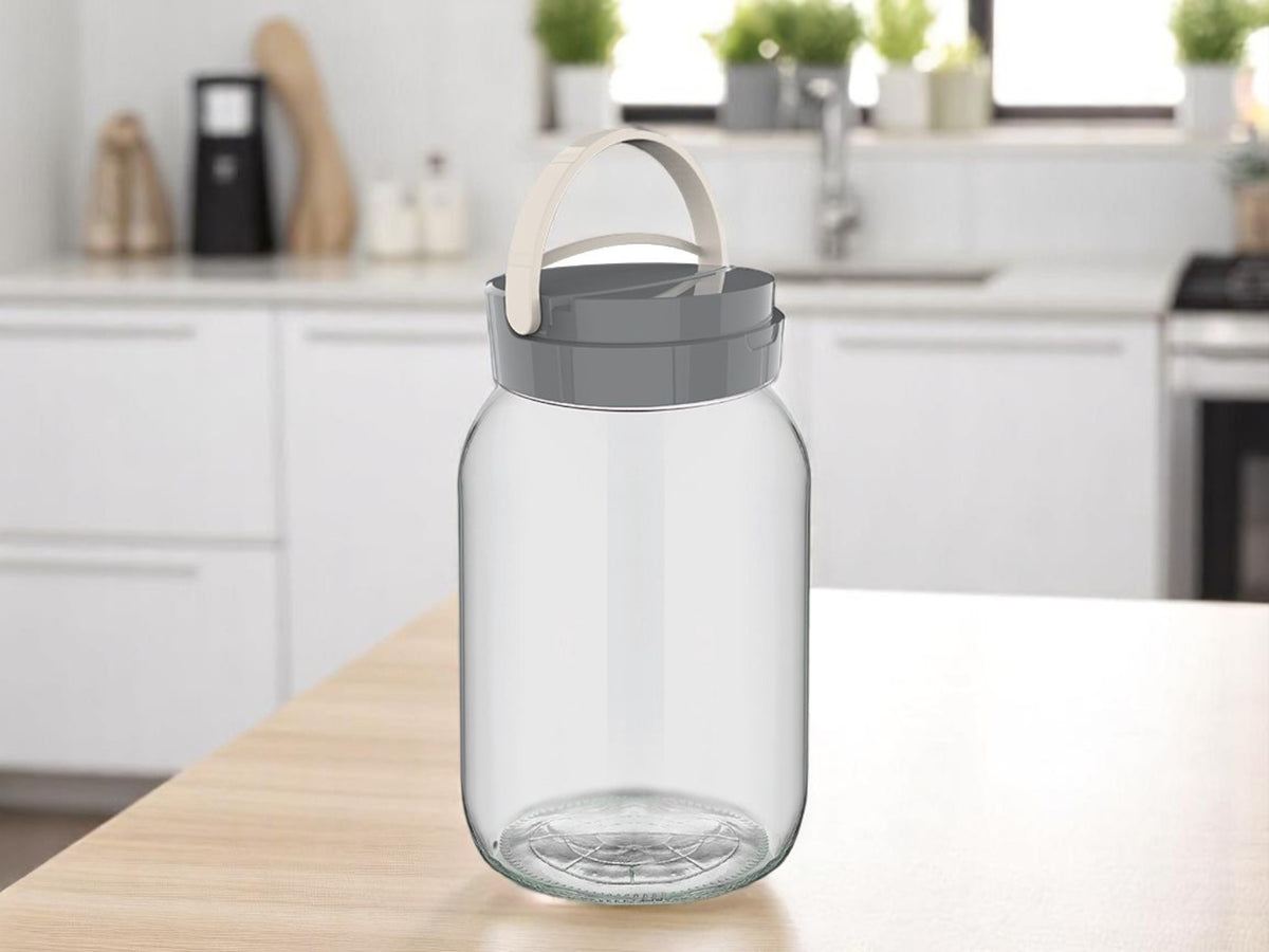 Glass Jar 2L with plastic cover and plastic handle – HouzeCart