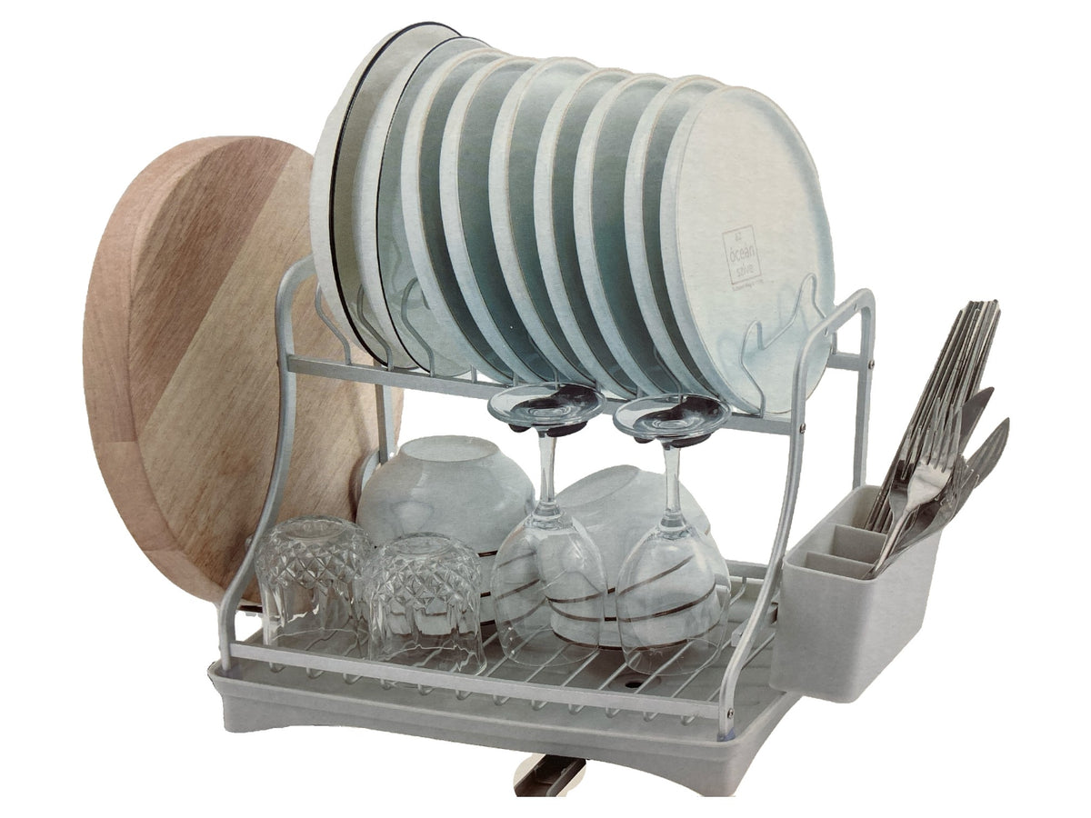 Aluminium Dish Rack with Plastic Tray and Spout – HouzeCart