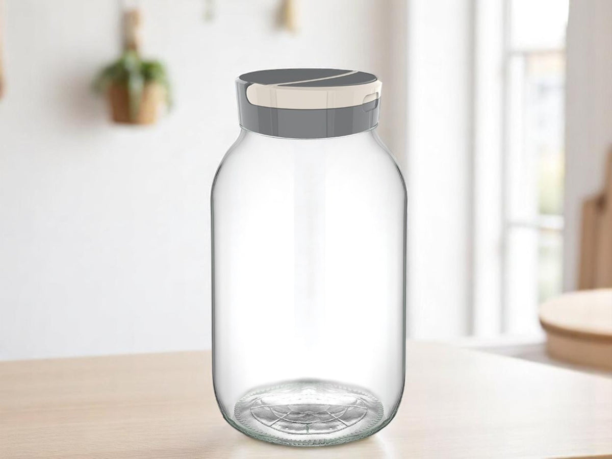 Glass Jar 3L with plastic cover and plastic handle – HouzeCart
