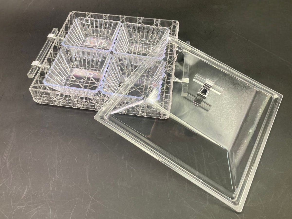 Acrylic Square Condiment Tray with 4 Bowls and Cover – HouzeCart