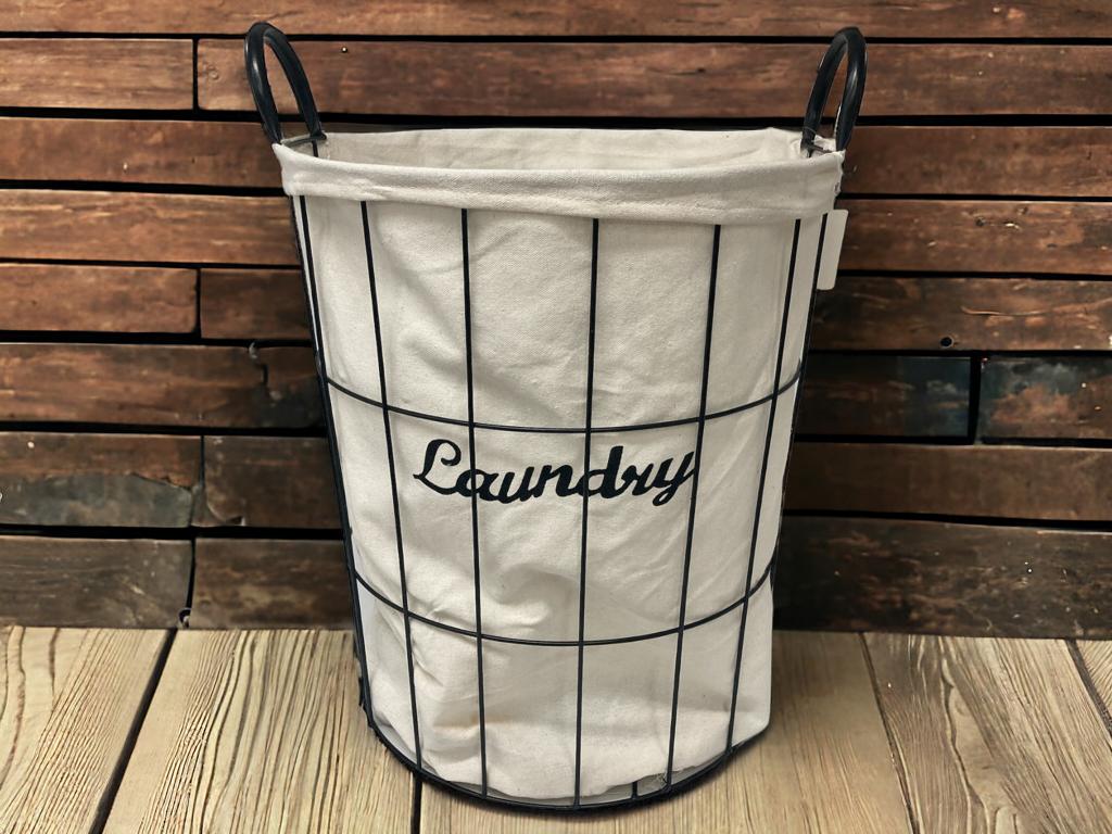Iron Laundry Basket with Linnen Inner Bag 38x47 cm – HouzeCart
