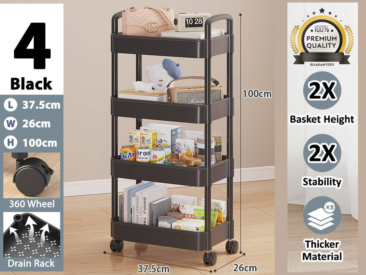 Plastic Rectangular Rack Trolley 4 Tiers – HouzeCart